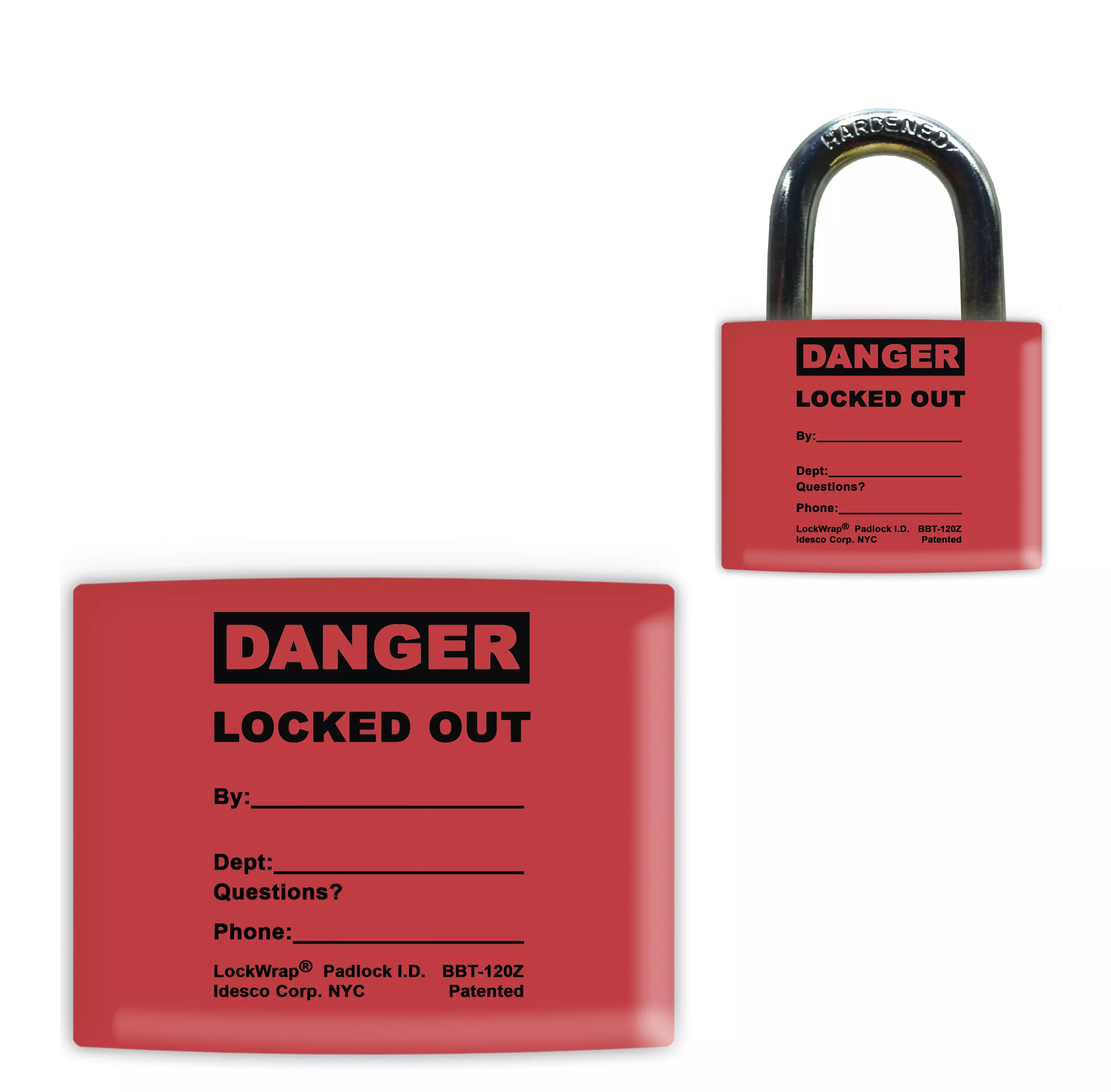 Lockwrap® Color-Coded Padlock Sleeve, Danger, Locked Out