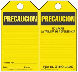 Precaution (Spanish) Bilingual Paper Safety Tag