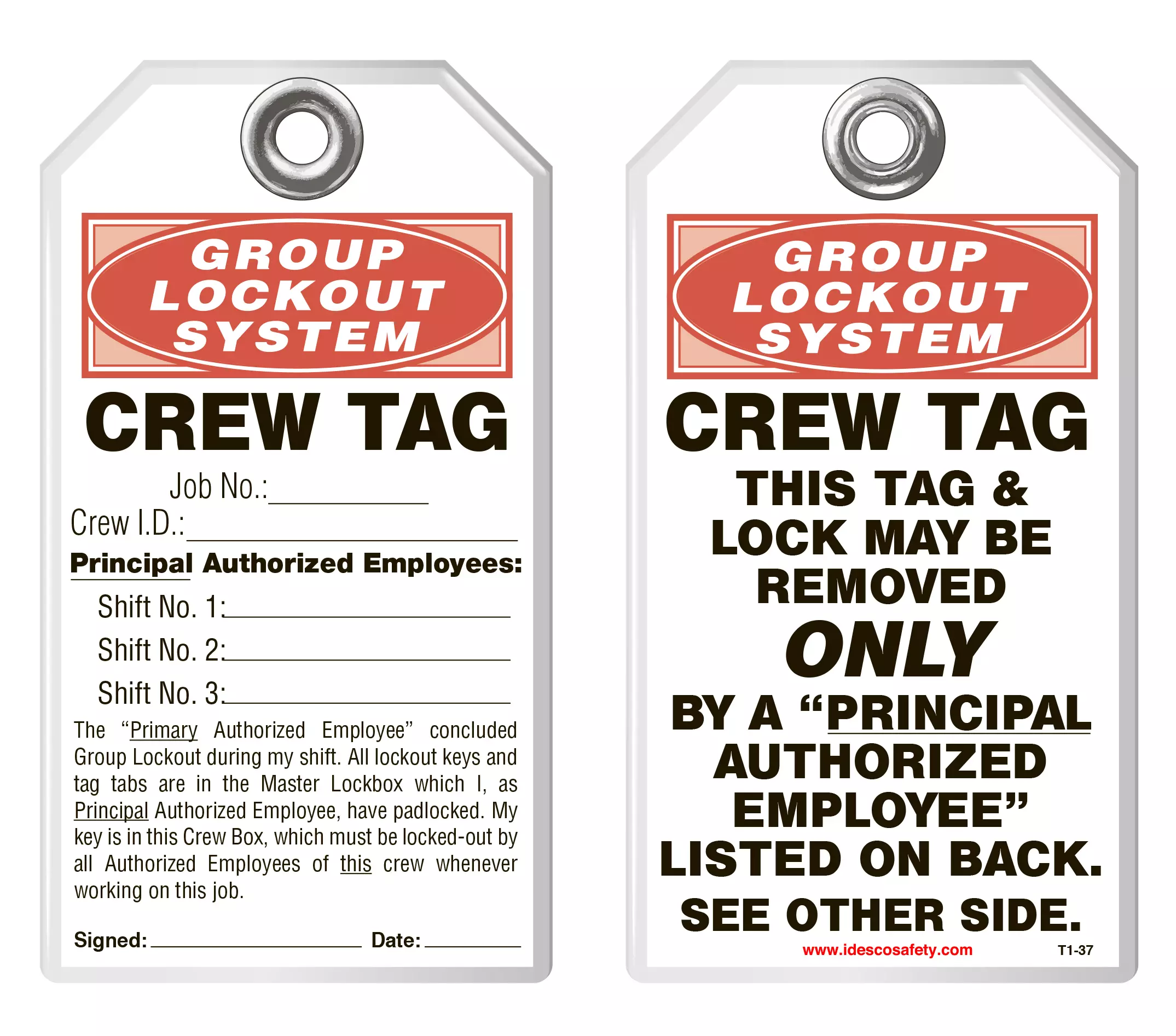 Lockout Safety Tag - Group Lockout System, Crew Tag