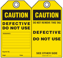 Maintenance Safety Tag - Caution, Defective, Do Not Use | Idesco Safety
