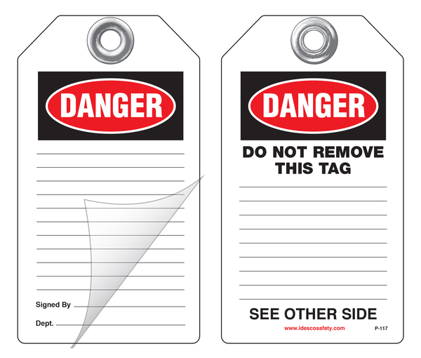 Danger Self-Laminating Peel and Stick Safety Tag | Idesco Safety