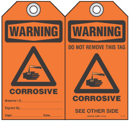 Safety Tag - Warning, Corrosive | Idesco Safety