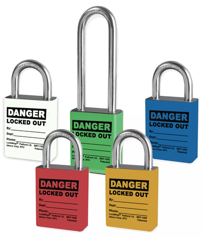 Color-Coded Padlocks with DANGER, LOCKED OUT Legend