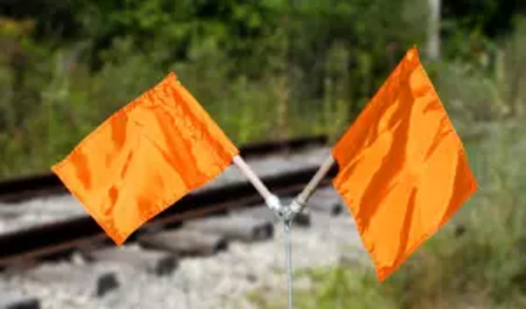 Blue Flag Railroad Safety Signs, Flags & Tags